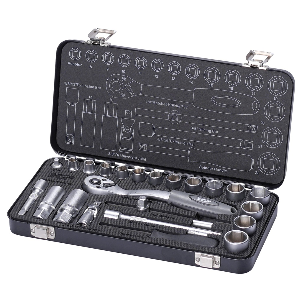 Socket set 3/8" 24pcs | Valkenpower
